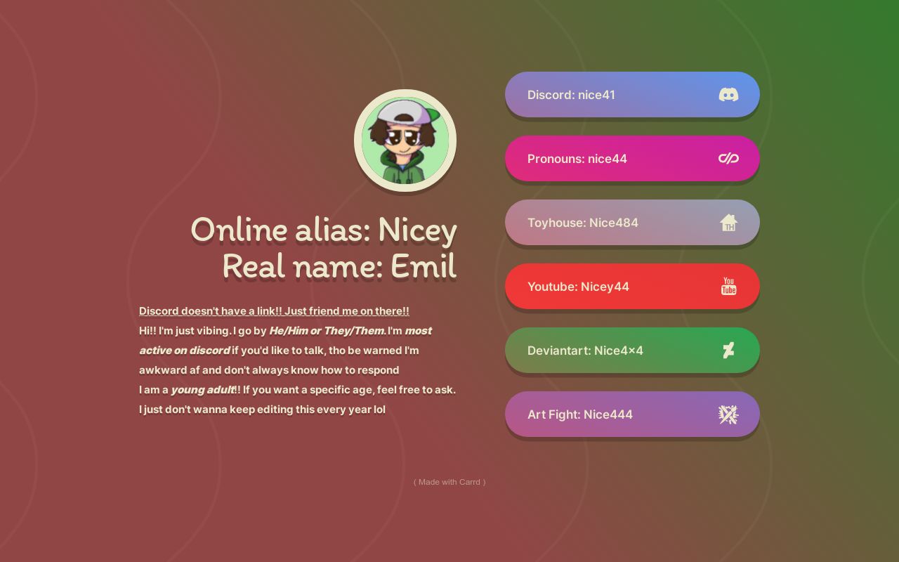 Socials from Nicey/Emil